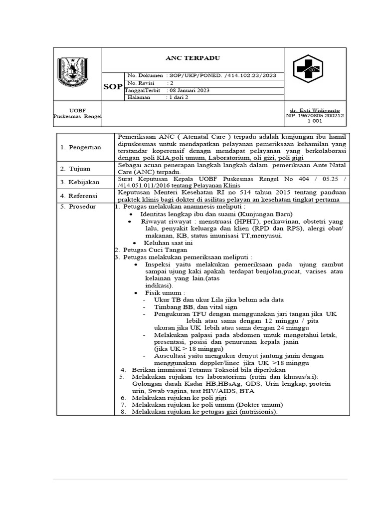 Sop Anc Terpadu | PDF