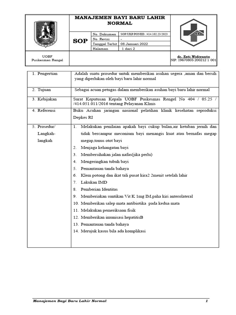 Sop Pemeriksaan BBL | PDF