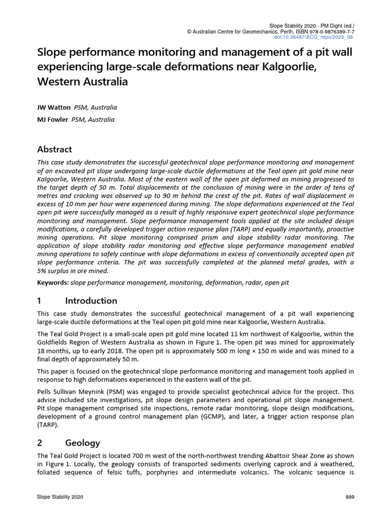 5-Slope Performance Monitoring and Management of A Pit Wall | PDF ...