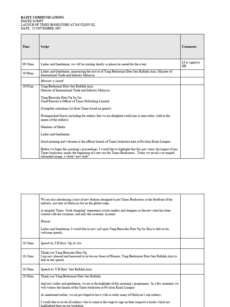 Emcee Script BK Approved | PDF | Malaysia