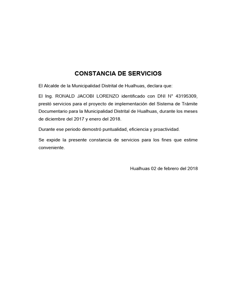 Constancia de Servicios | PDF