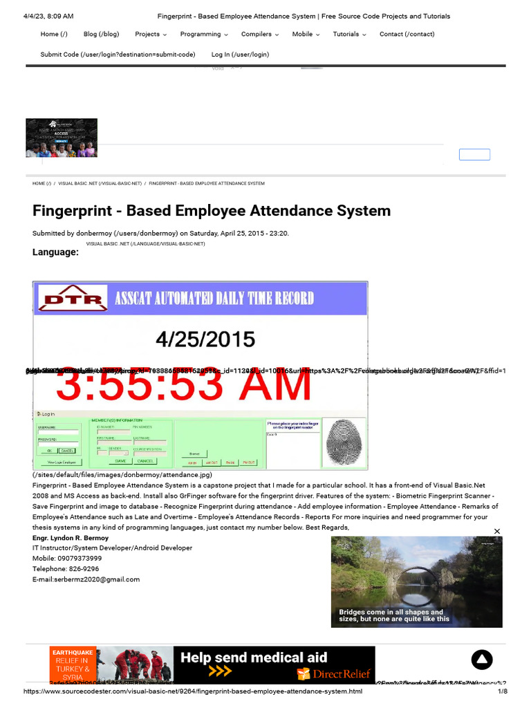 Fingerprint - Based Employee Attendance System - Free Source Code Projects and Tutorials | PDF ...