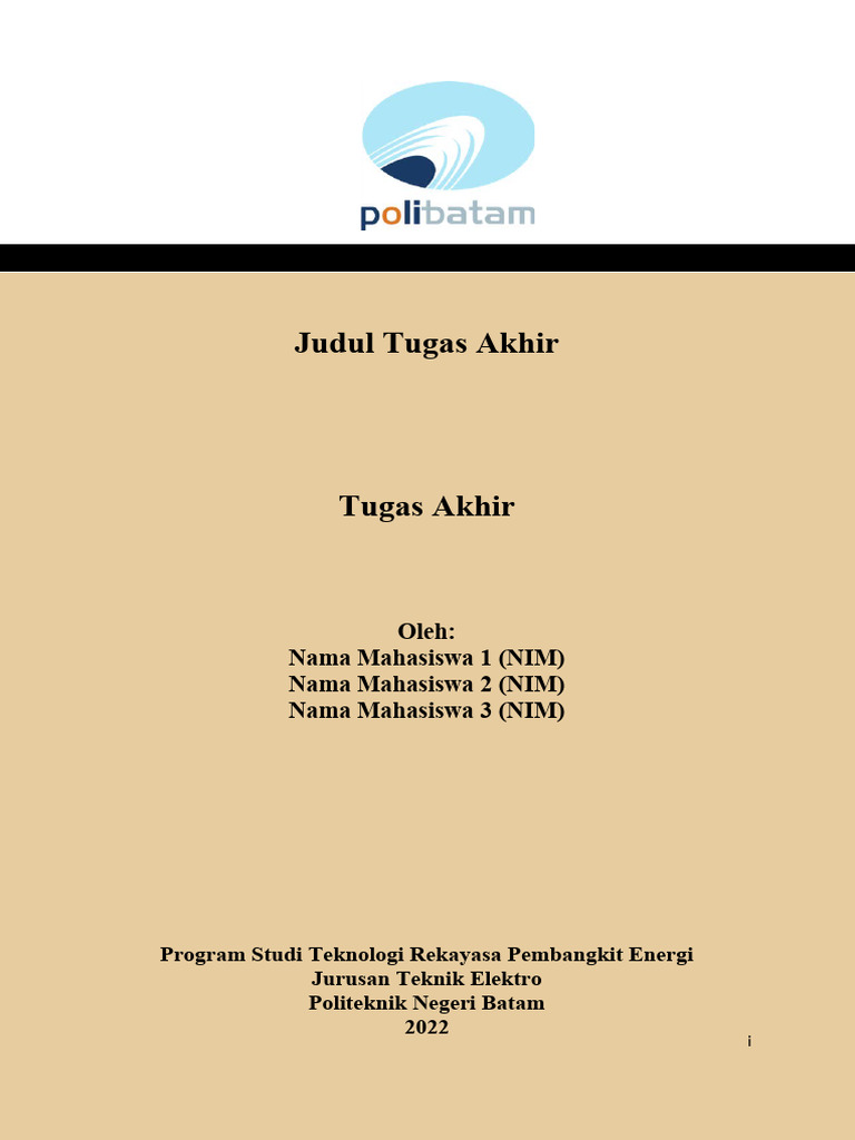 Template Dan Panduan Laporan Tugas Akhir - D4 Rpe | PDF