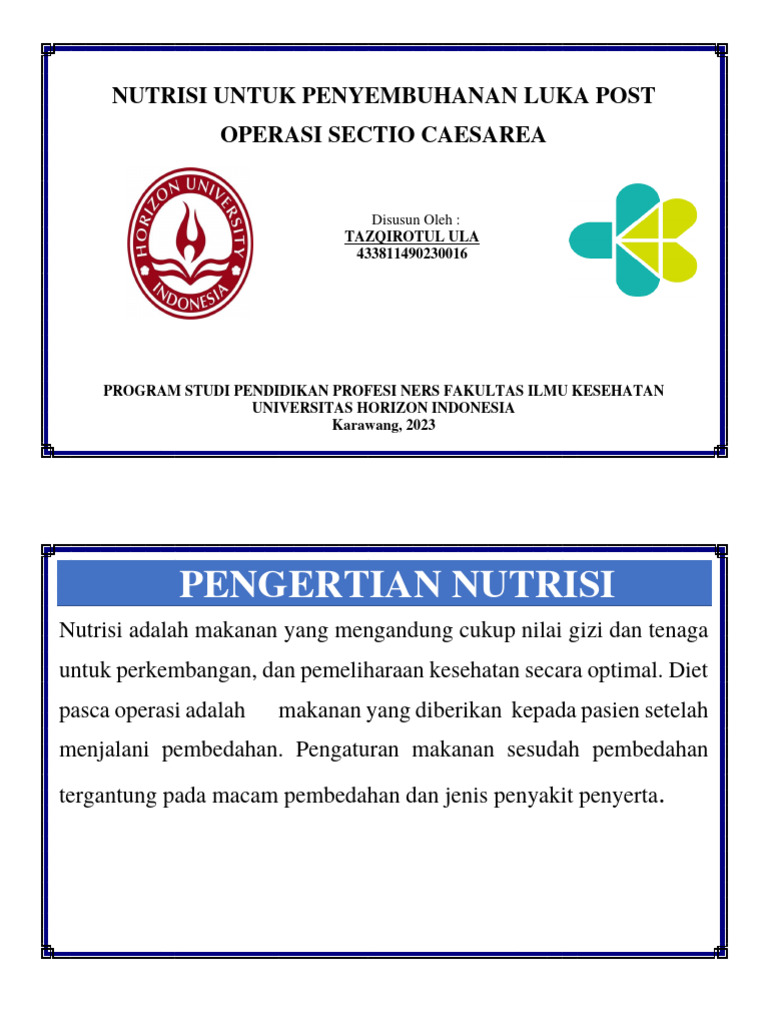 Nutrisi Optimal Pasca Operasi Caesar | PDF