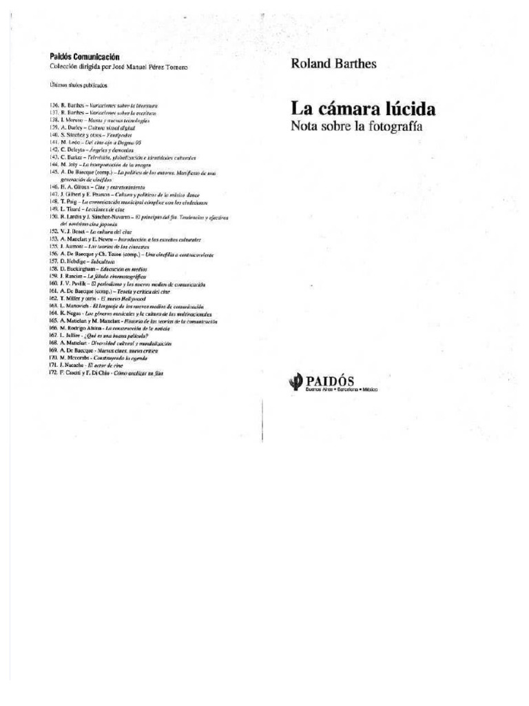La Cámara Lúcida - Roland Barthes | PDF