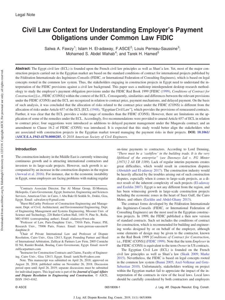 Civil Law Context For Understanding Employer's Payment Obligations ...