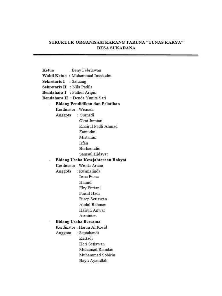 Struktur Organisasi Karang Taruna | PDF