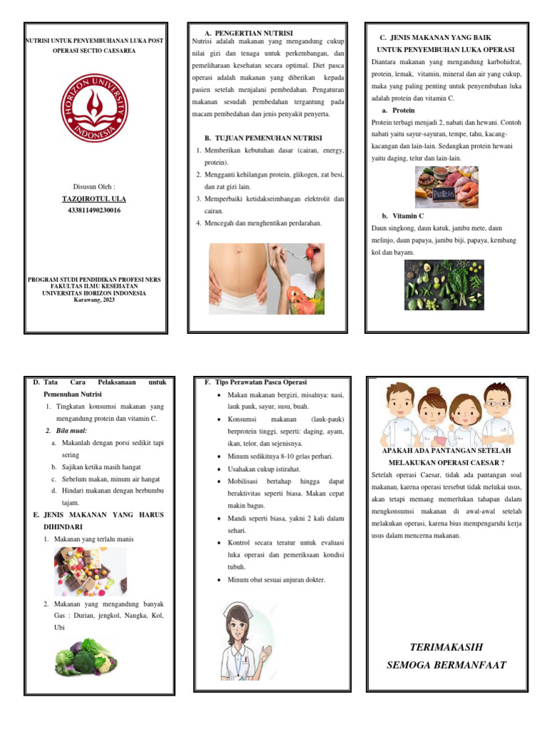Leafleat Manajemen Nutrisi Post Op Caesar | PDF