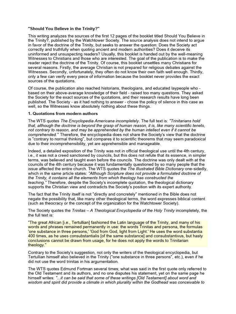 Should You Believe in The Trinity | PDF | Arianism | Trinity