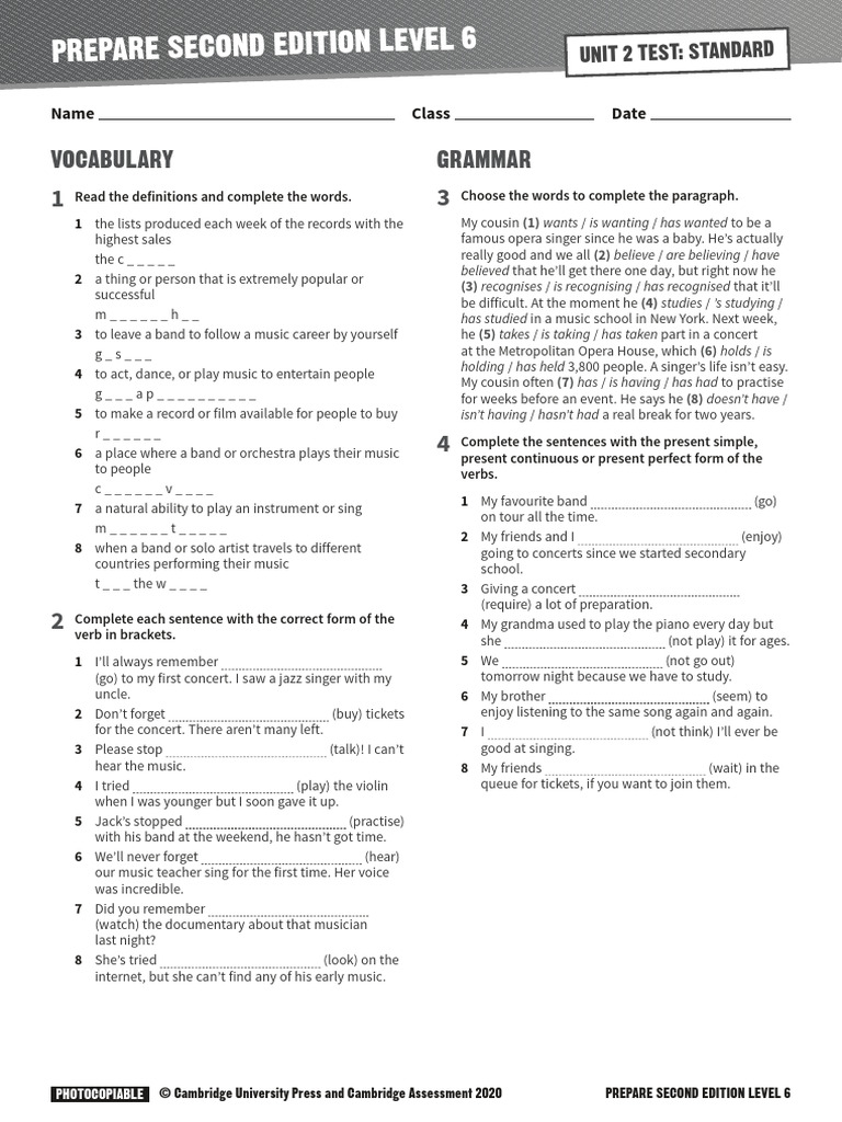 Unit2 Test Standard | Download Free PDF | Concert | Performing Arts