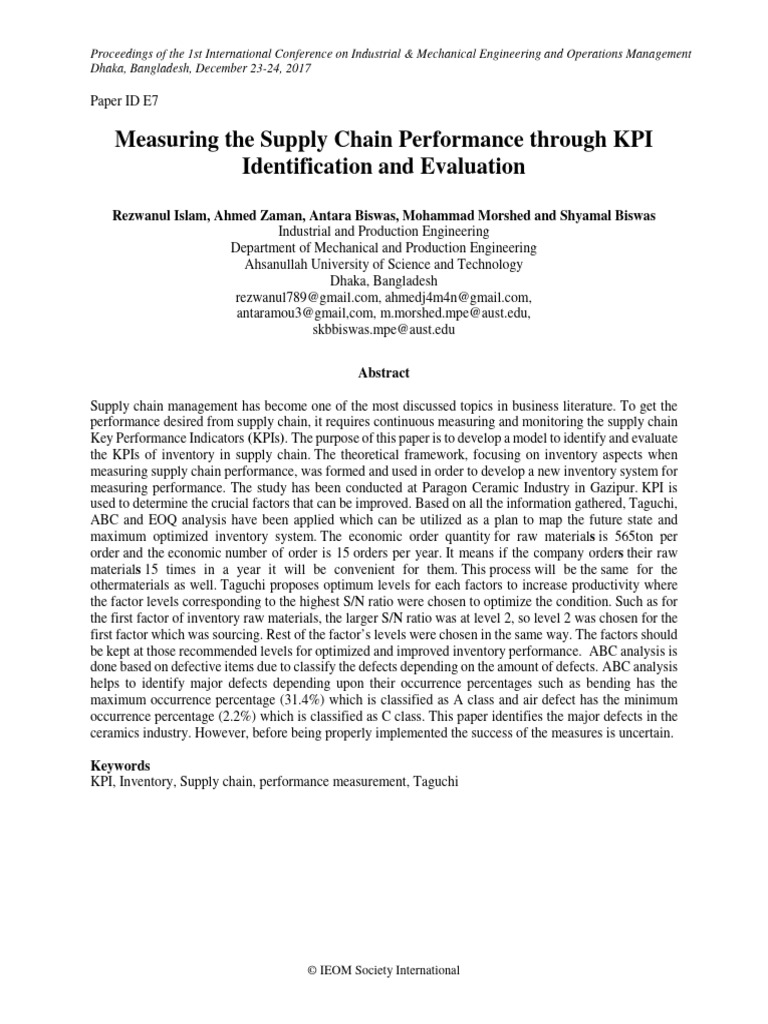 Measuring The Supply Chain Performance Through KPI | PDF | Performance ... Measuring The Supply Chain Performance Through KPI | PDF | Performance ...