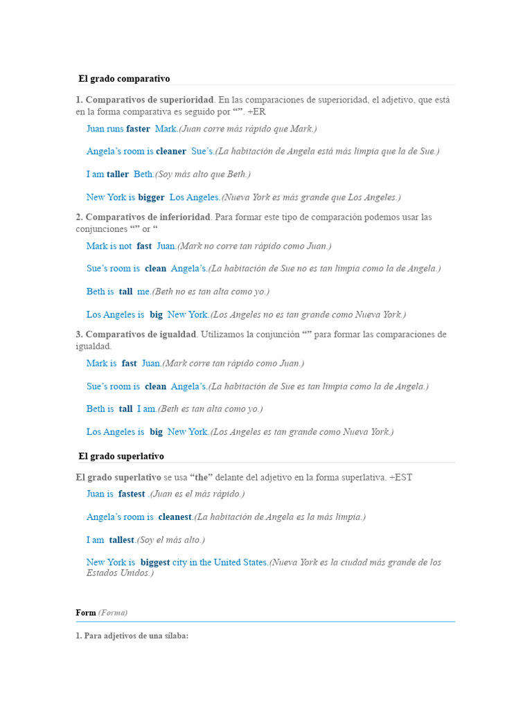 El Grado Comparativo | PDF | Lingüística