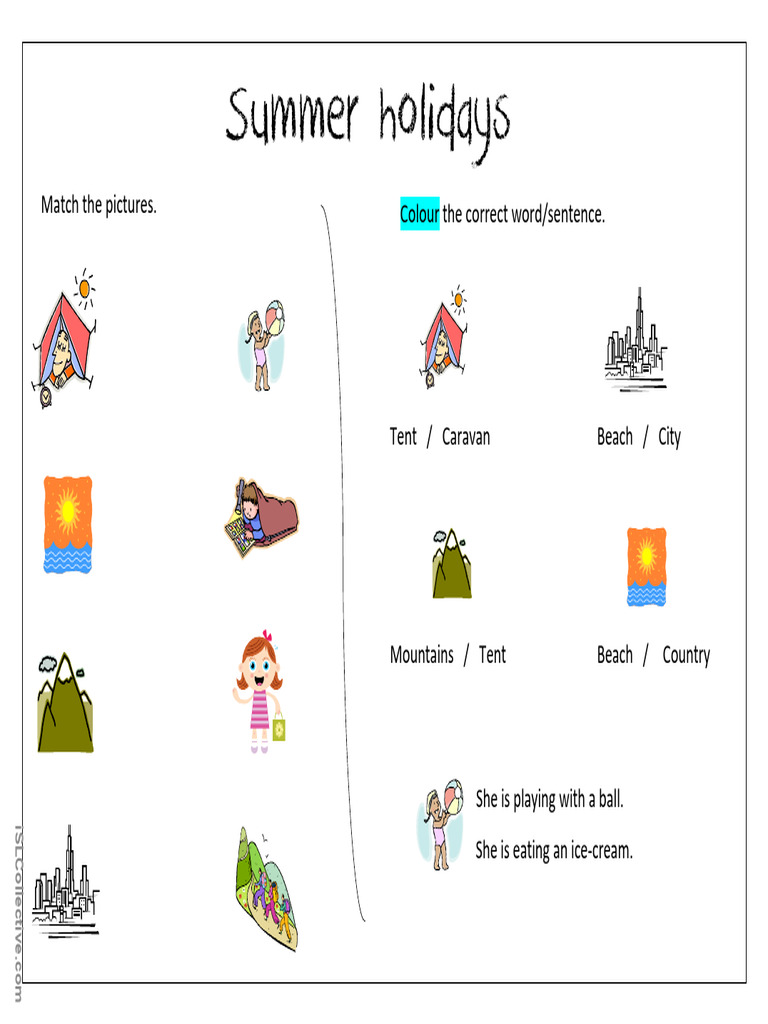 Summer Holiday Worksheets for Kids | PDF