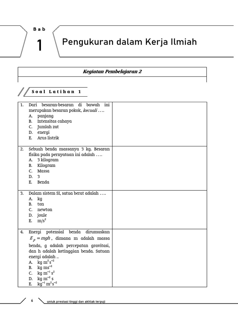 Modul 10 SMA FISIKA Bab 1. Pengukuran DLM Kerja Ilmiah - KP 2 - Soal Latihan (Layout) TA 22-23 ...