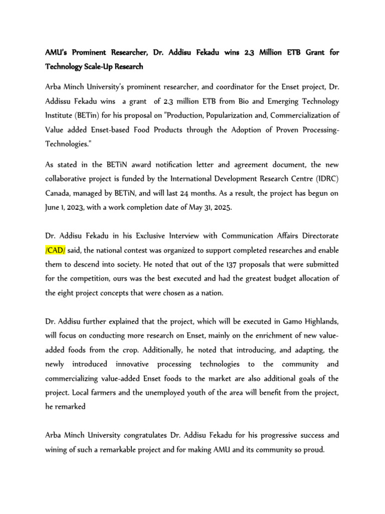 AMU DR Addisu | PDF