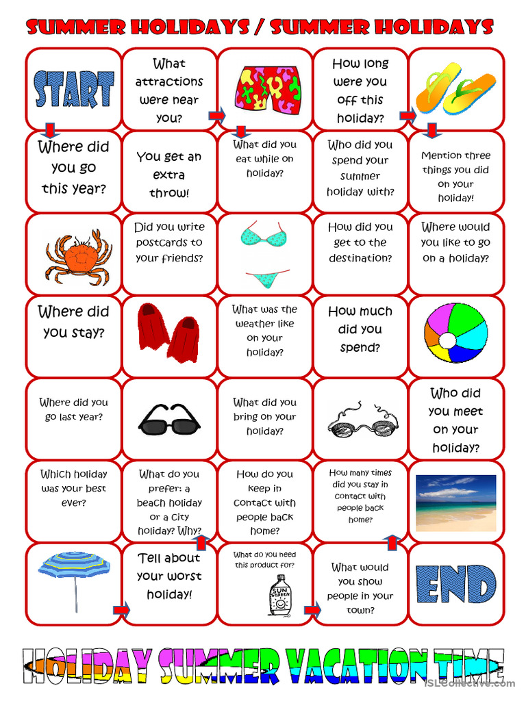 Board Game - Summer Holiday | PDF | Foreign Language Studies