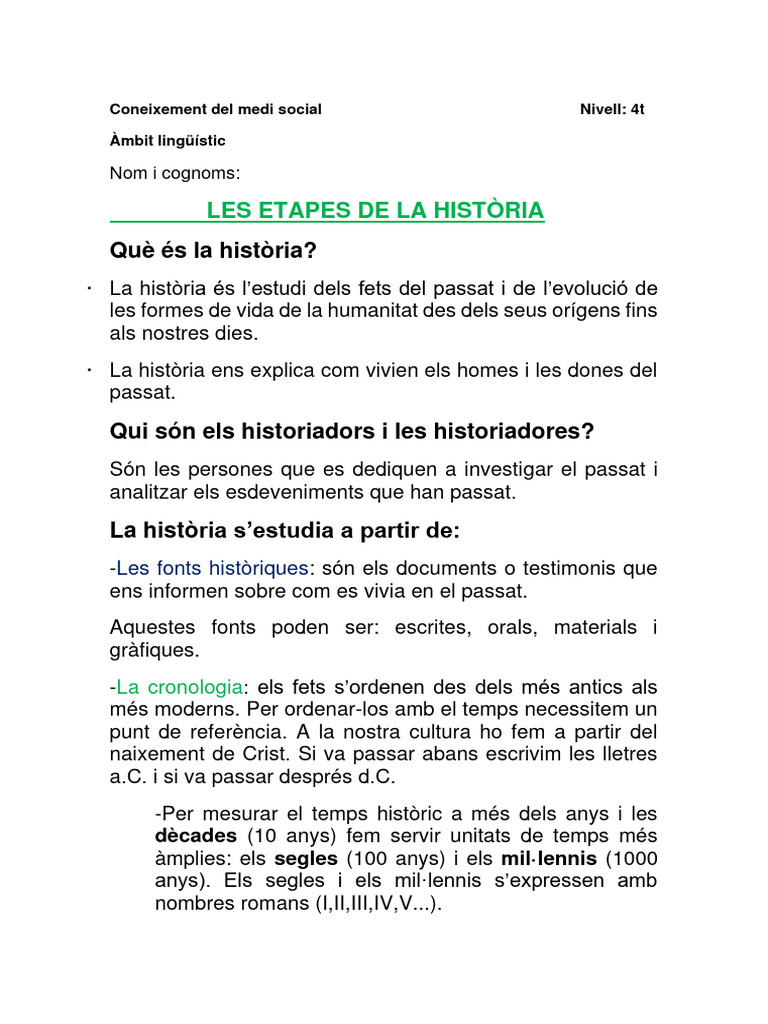Etapes de La Història1 3CF | PDF