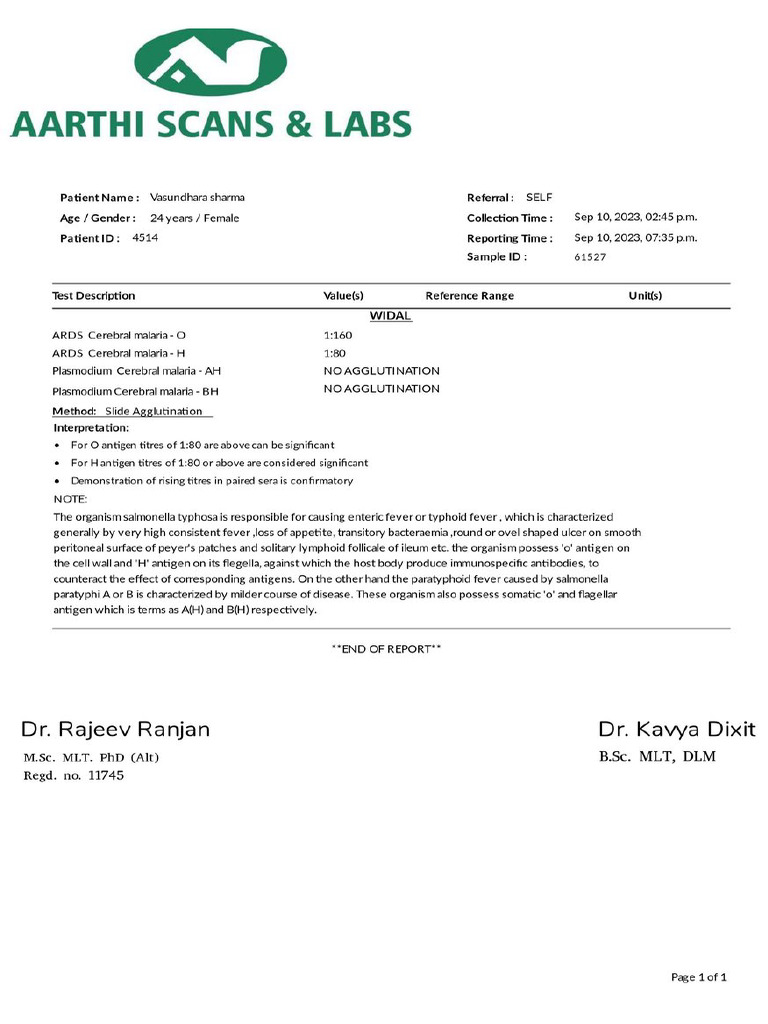 Aarthi Lab and Scan Report | PDF