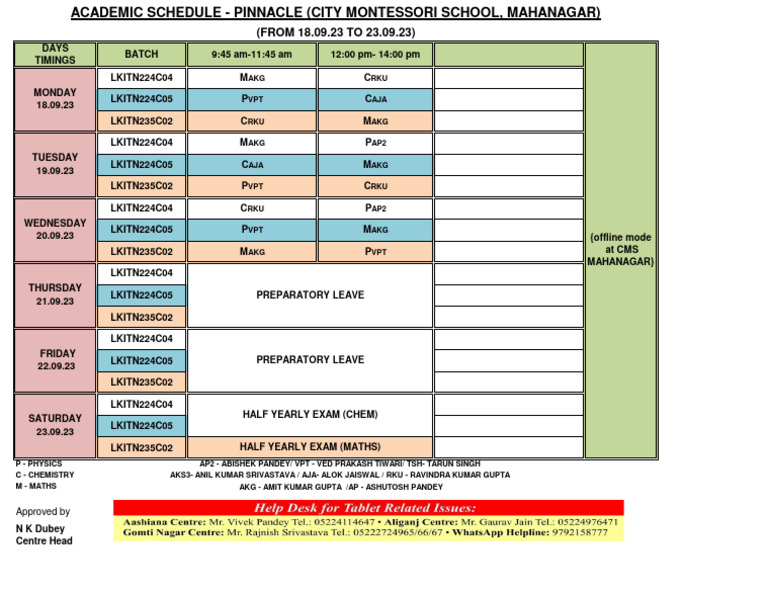 11th & 12th CMS Mahanagar - (18.09.23 - 24.09.23) | PDF