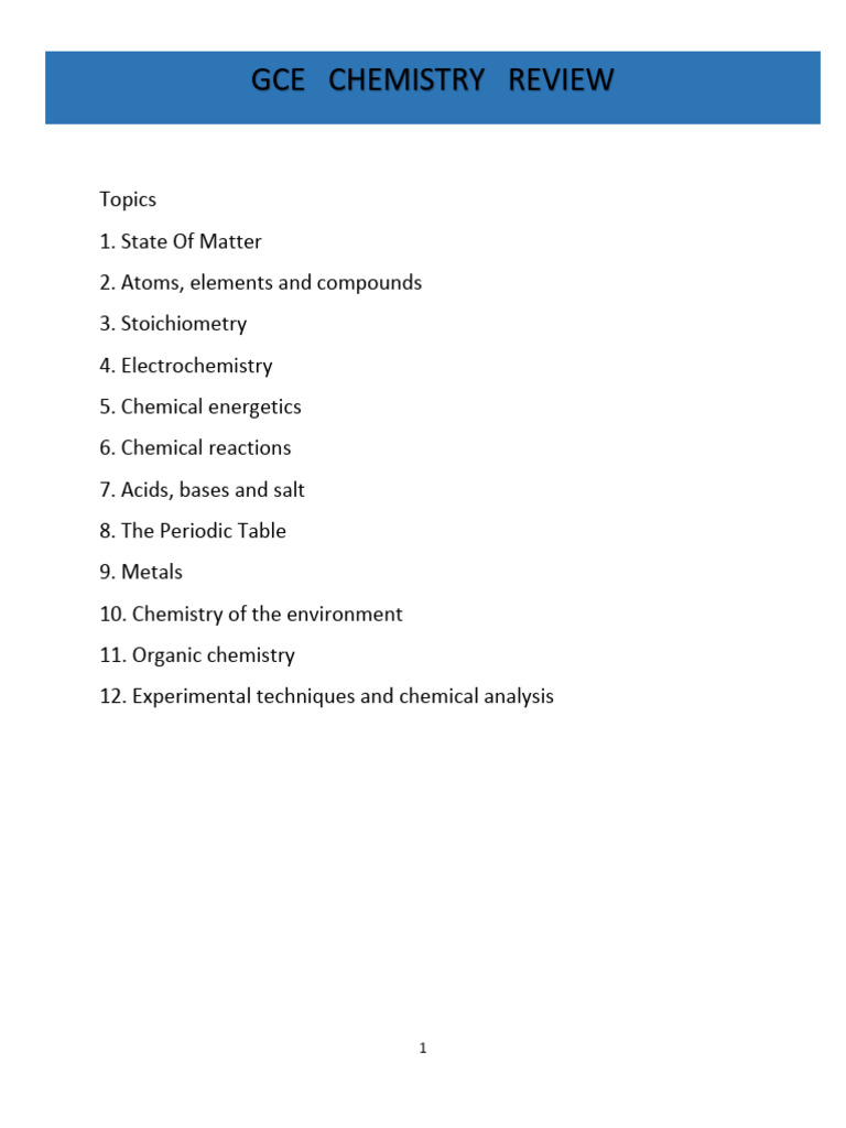 Gce Chemistry Review | PDF | Ion | Chemical Reactions