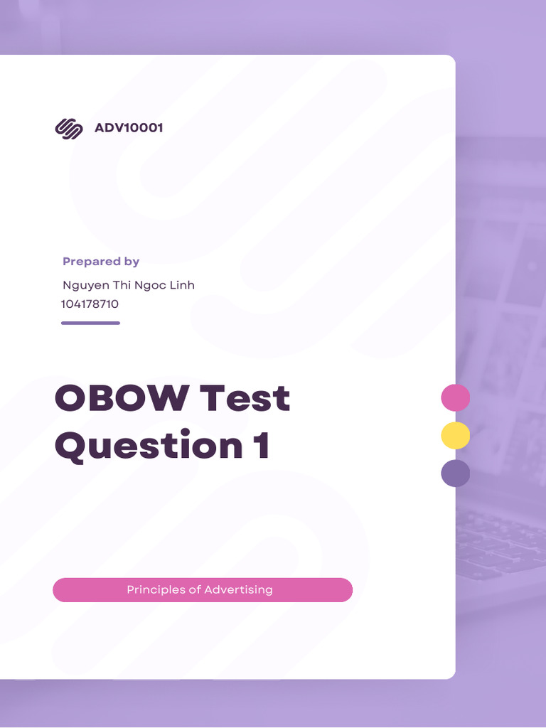 OBOW Test - Question 1 | PDF | Advertising | Target Audience
