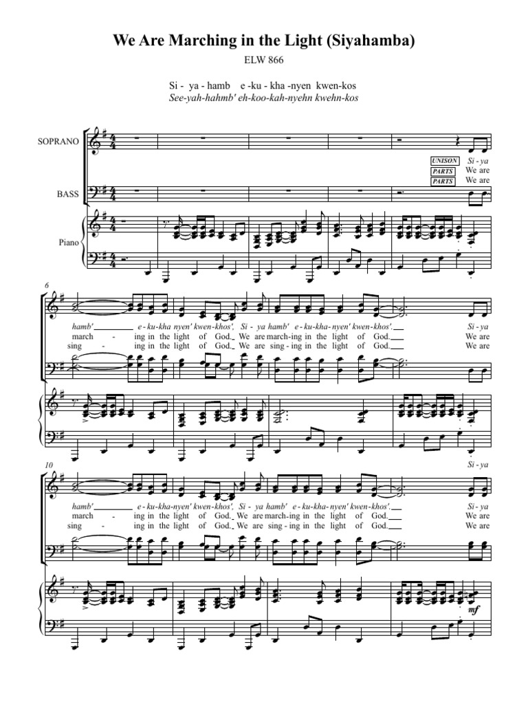 We Are Marching in The Light Siyahamba Full Score | PDF