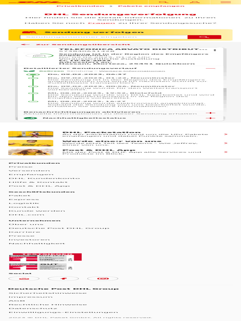 DHL Sendungsverfolgung DHL | PDF