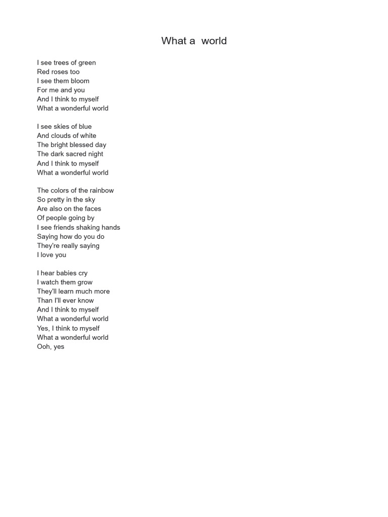 What a Wonderful World Poem Analysis | PDF | Science & Mathematics ...
