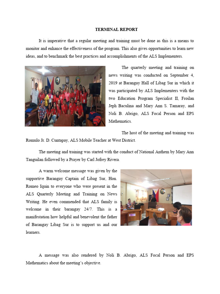 ALS Terminal Report | PDF | Learning | Cognition