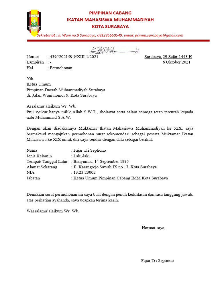 Surat Permohonan Delegasi | PDF