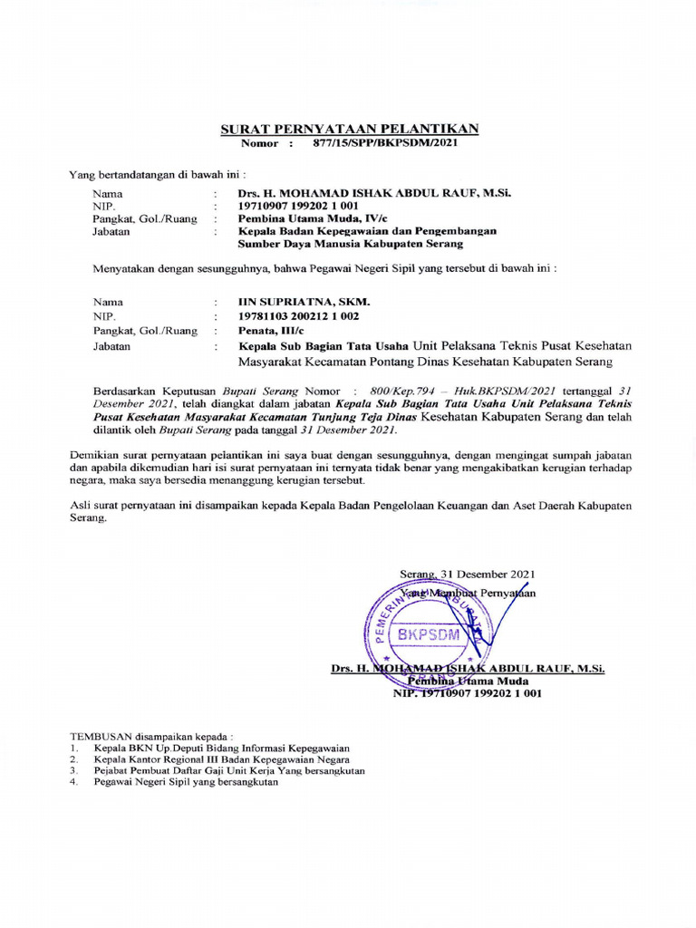 Surat Perny at Aan Pelantikan | PDF