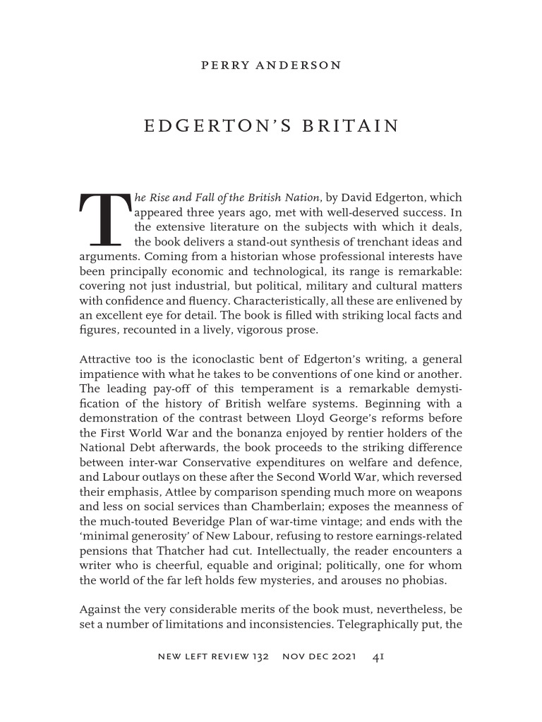 Perry Anderson 2021 (Edgerton S Britain) | PDF | Brexit | United Kingdom