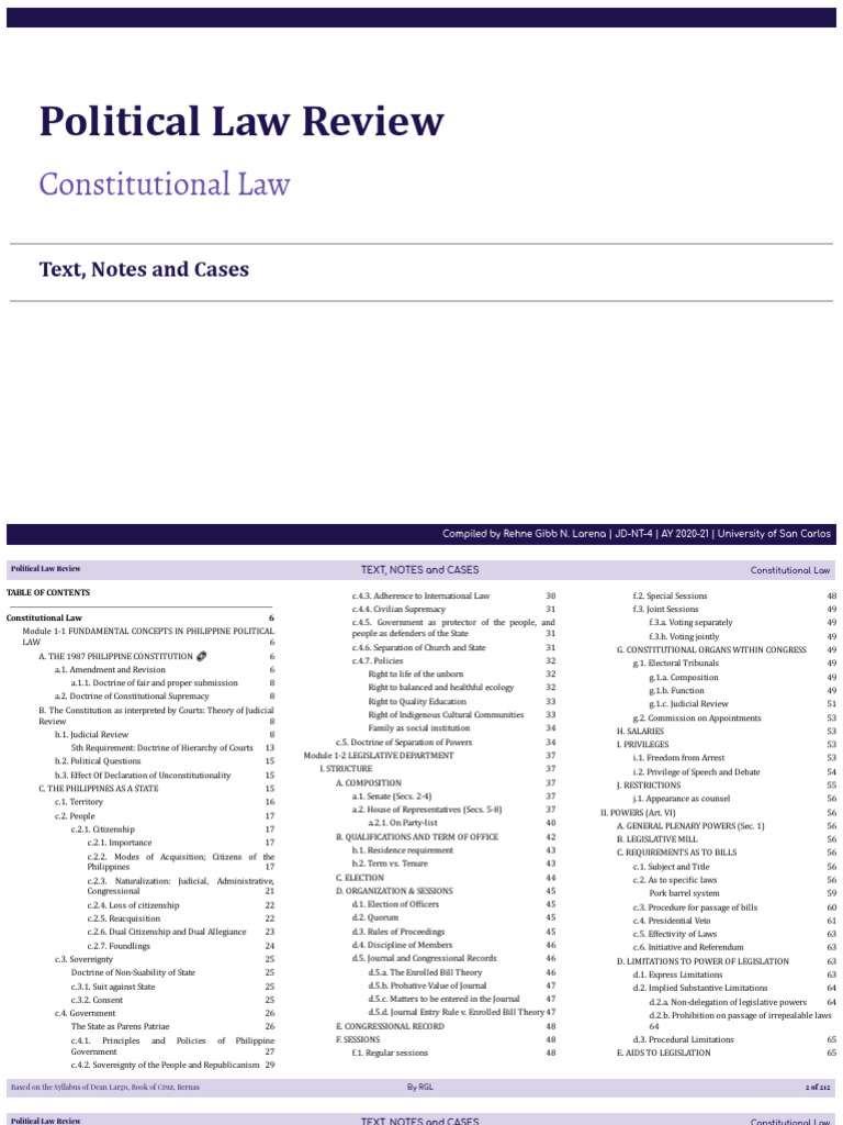 01 POLI Constitutional Law Review TEXT, NOTES and CASES | PDF ...