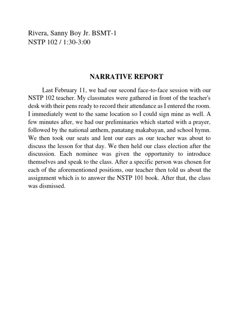 Narrative Report NSTP 2 | PDF
