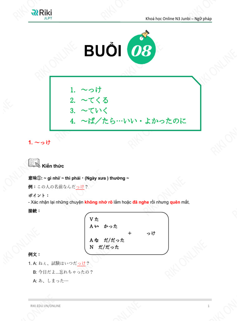 N3 Junbi Bunpou Kaizen Phan3 Bai8 25102022 | PDF