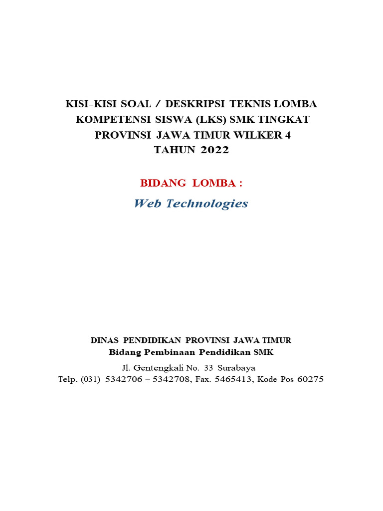 Kisi Kisi LKS Web Technologies 2022 | PDF