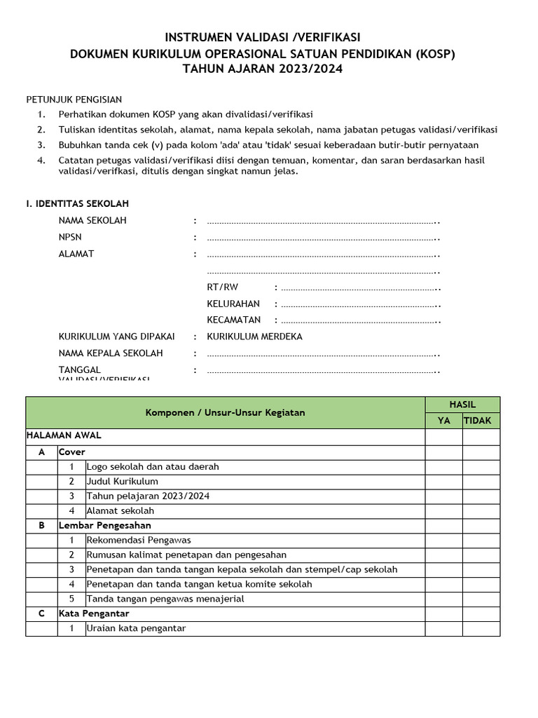 Contoh Lembar Validasi KSP 2023/2024 | PDF | Bisnis | Seni