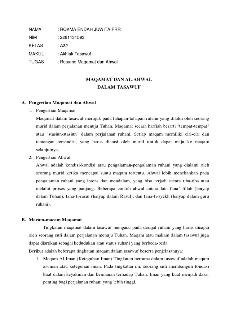 Maqamat dan Ahwal dalam Tasawuf | PDF