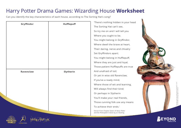Harry Potter House Traits Worksheet | PDF | Fantasy | Fantasy Novel Series
