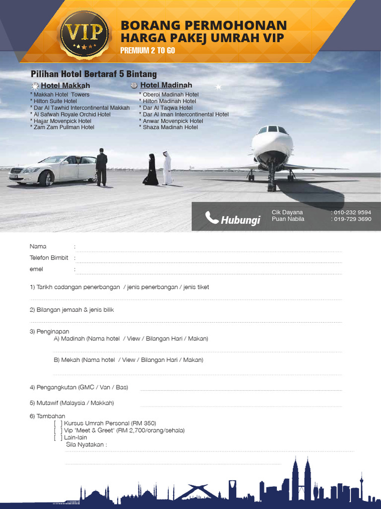 Borang Permohonan Harga Pakej Umrah Vip | PDF | Bisnis