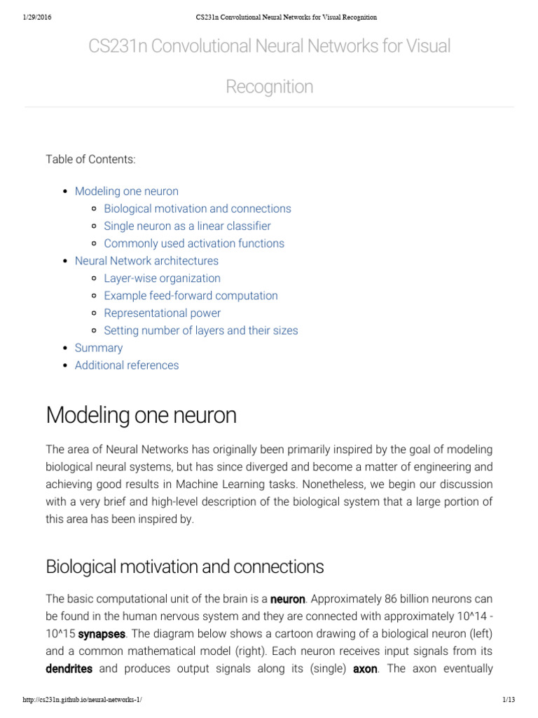 CS231n Convolutional Neural Networks For Visual Recognition 5 | PDF | Artificial Neural Network ...
