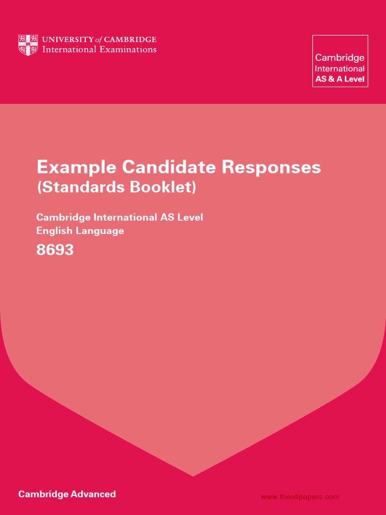 8693 English Language Example Candidate Responses Booklet 2011 | PDF ...
