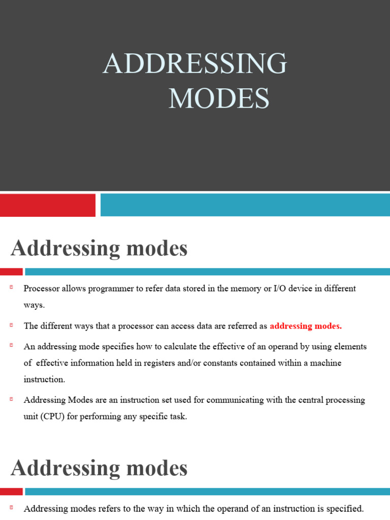 Addressing Modes Pdf Central Processing Unit Computer Hardware