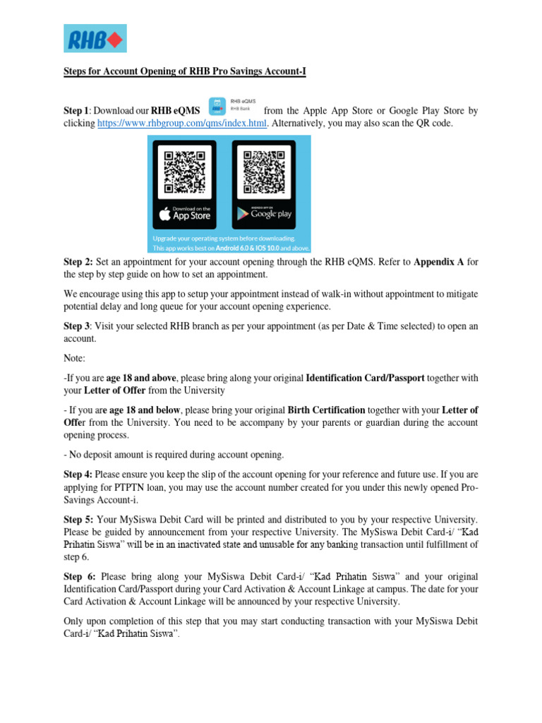 RHB Pro Savings Account Opening Steps | PDF | Debit Card | Identity ...