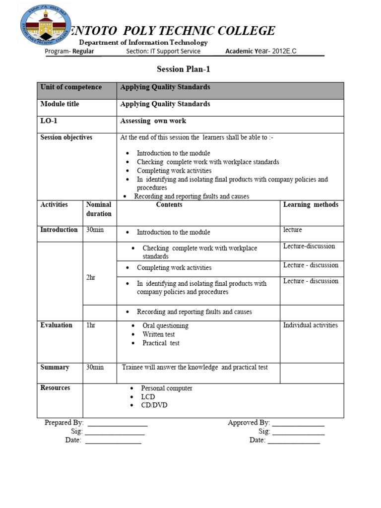 Applying Quality Standards | PDF | Lecture | Information
