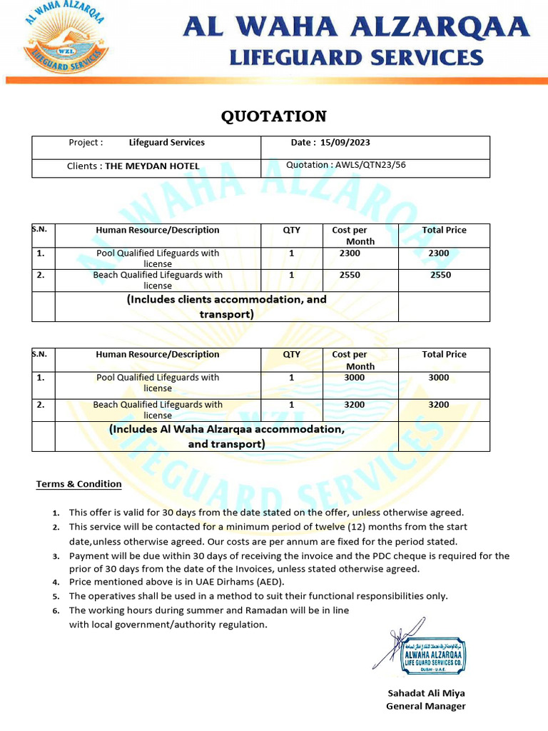 The Meydan Hotel Quotation | PDF | Business | Justice
