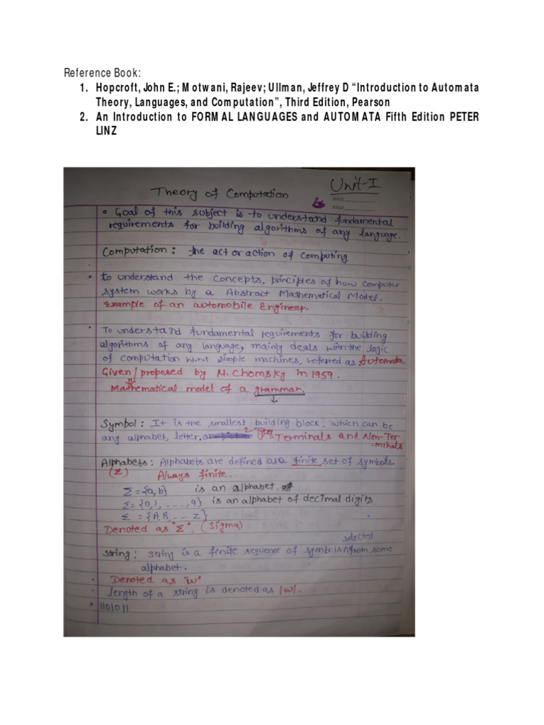 Toc Unit 1 Pdf