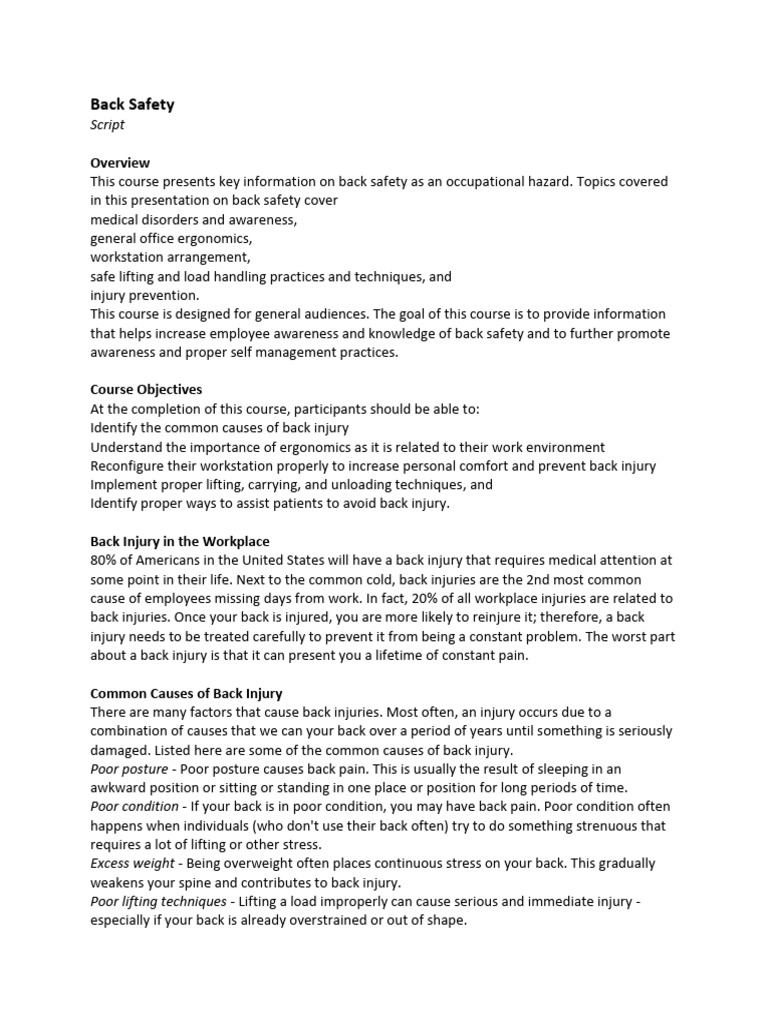 Script Back Safety | Download Free PDF | Chair | Human Factors And ...