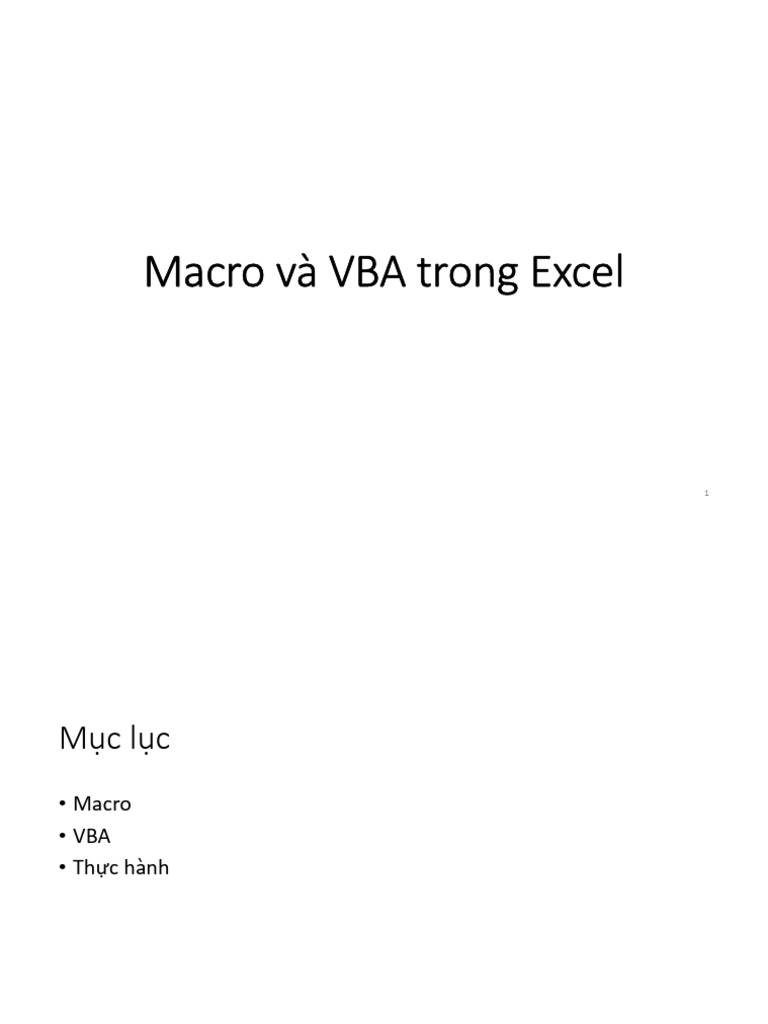 Bài Giảng Tin Học Văn Phòng - Macro Và VBA Trong Excel - 1104072 | PDF