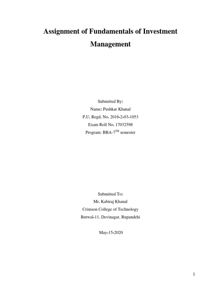 Assignment | PDF | Financial Markets | Securities (Finance)